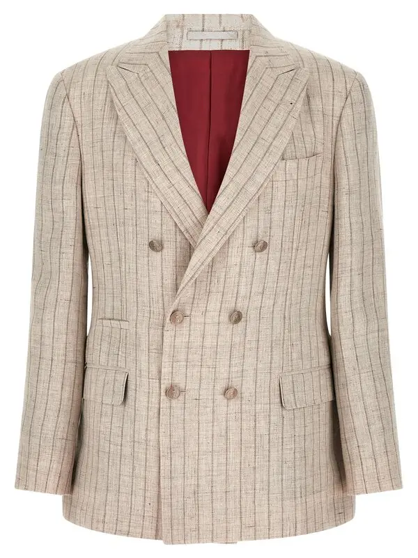 Brunello Cucinelli Pinstripe Twill Blazer - Gray
