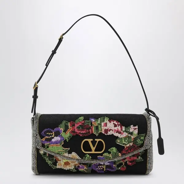 Valentino Garavani Small Devain Shoulder Bag With Floral Bead Embroidery - Multicolor