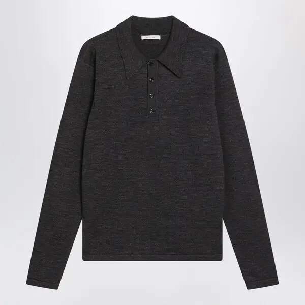 LEMAIRE Grey Long-sleeve Wool Polo Shirt - Brown