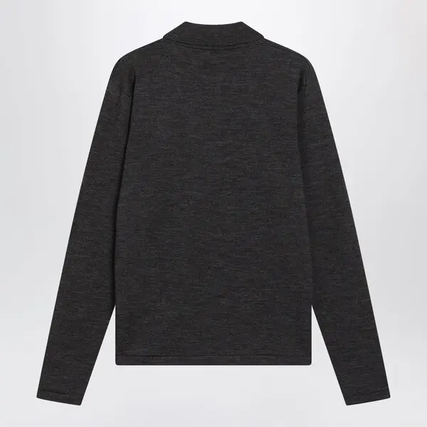 LEMAIRE Grey Long-sleeve Wool Polo Shirt - Brown