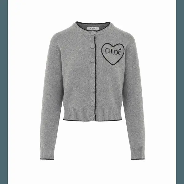 Chloé Knitted Logo Cardigan - Gray