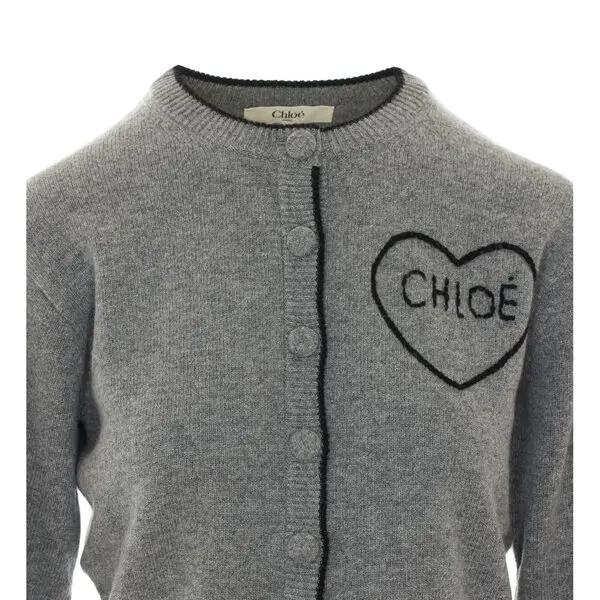 Chloé Knitted Logo Cardigan - Gray