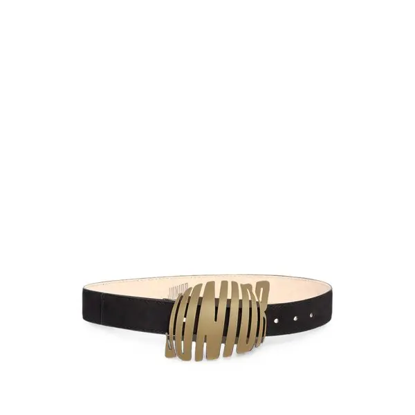 JEAN PAUL GAULTIER Leather Cut-out Logo Plaque Belt - Black