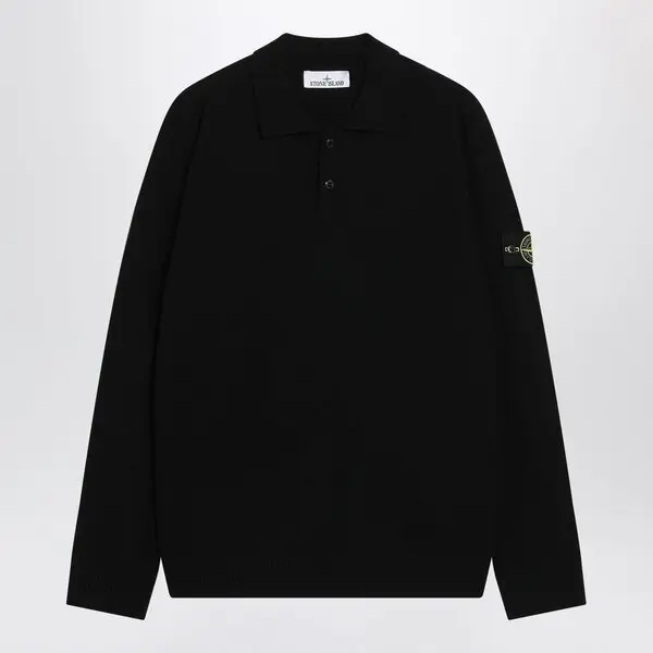 Stone Island Wool Polo Sweater - Black