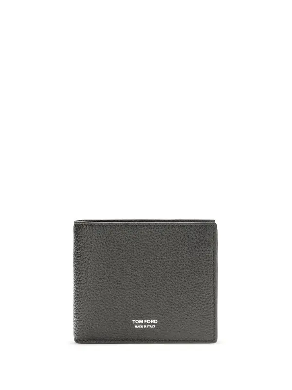 TOM FORD T Line Bifold Wallet In Grained Leather - Black