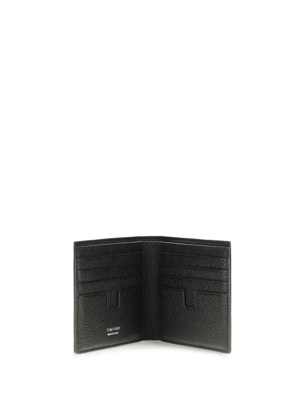 TOM FORD T Line Bifold Wallet In Grained Leather