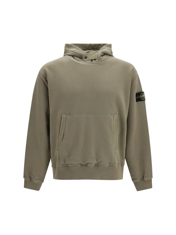 Stone Island Hooded Sweatshirt With Front Pocket - Green
