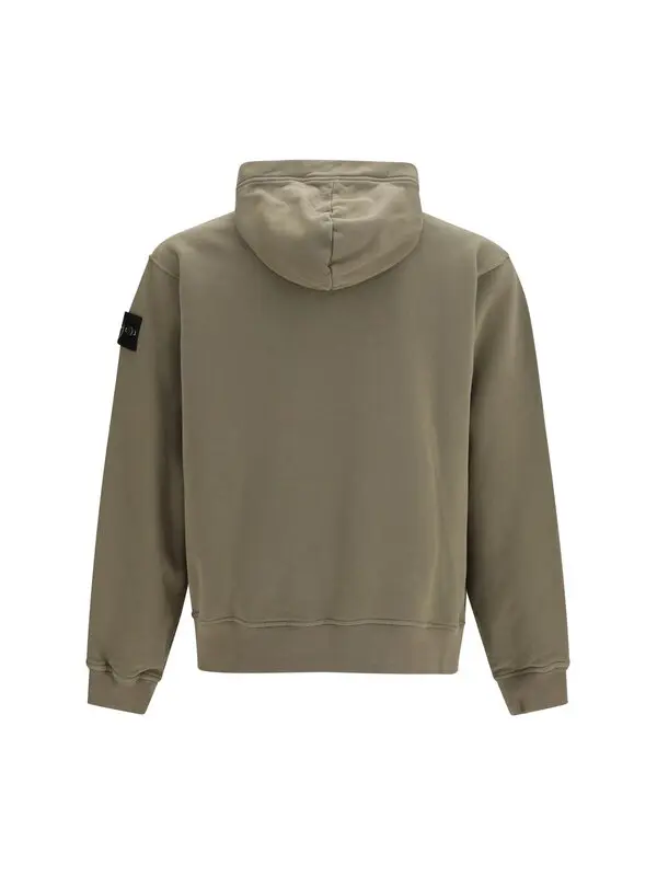 Stone Island Hooded Sweatshirt With Front Pocket - Green