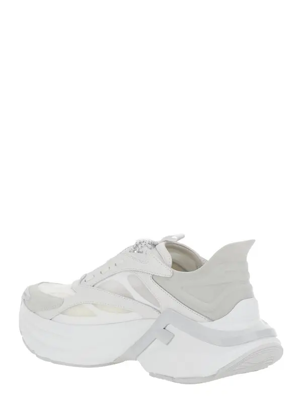 Fendi F-light' Sneaker Low Top With Ff Motif On The Side And Chunky Sole In Mesh And Leather For - White