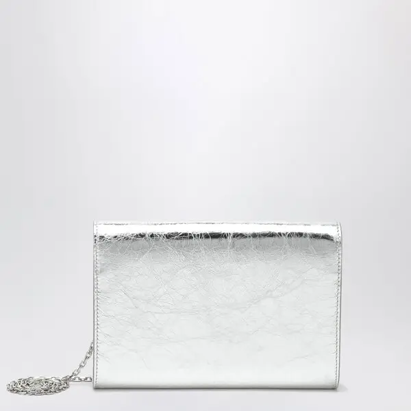 ROGER VIVIER Efflorescence Mini Clutch In Metallic Leather - Silver