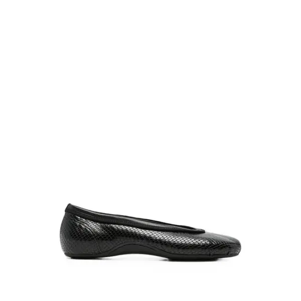 Dries Van Noten Snake-effect Ballet Flats - Black