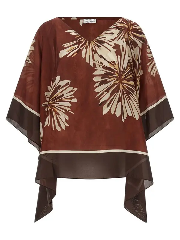 Brunello Cucinelli Silk Scarf Blouse - Multicolor