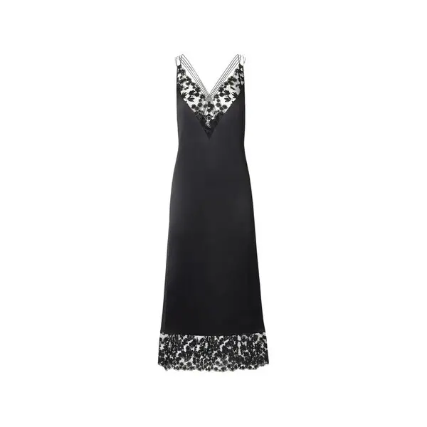 Fendi Silk Lace Midi Slip Dress - Black