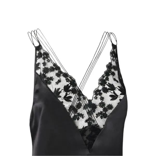 Fendi Silk Lace Midi Slip Dress - Black