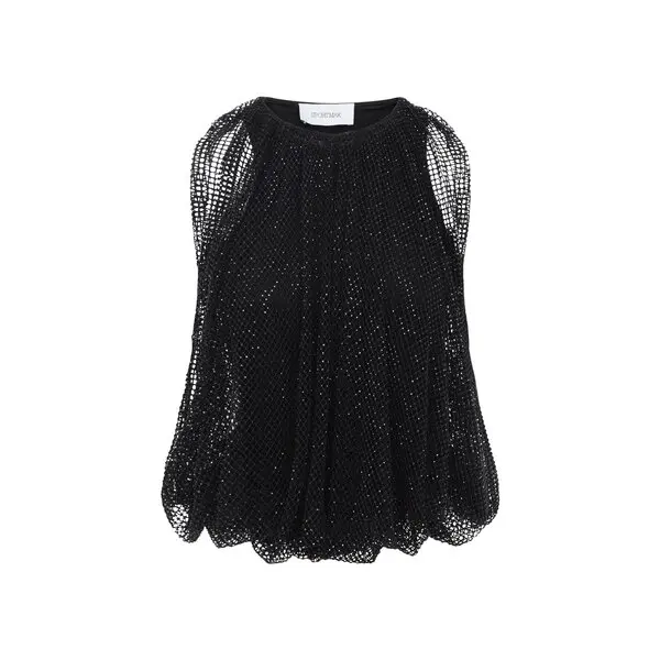 Sportmax Sequined Net Top - Black