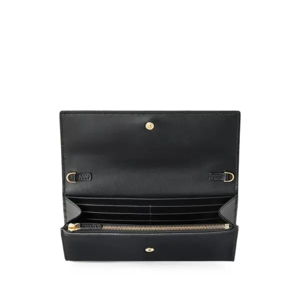 Fendi Leather Continental Wallet With Chain Strap