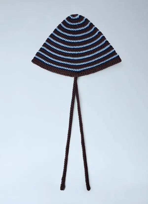 Miu Miu Striped Crochet Hat With Ties