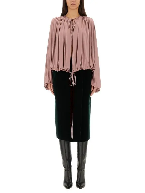 Saint Laurent Fluid Knit Blouse - Pink