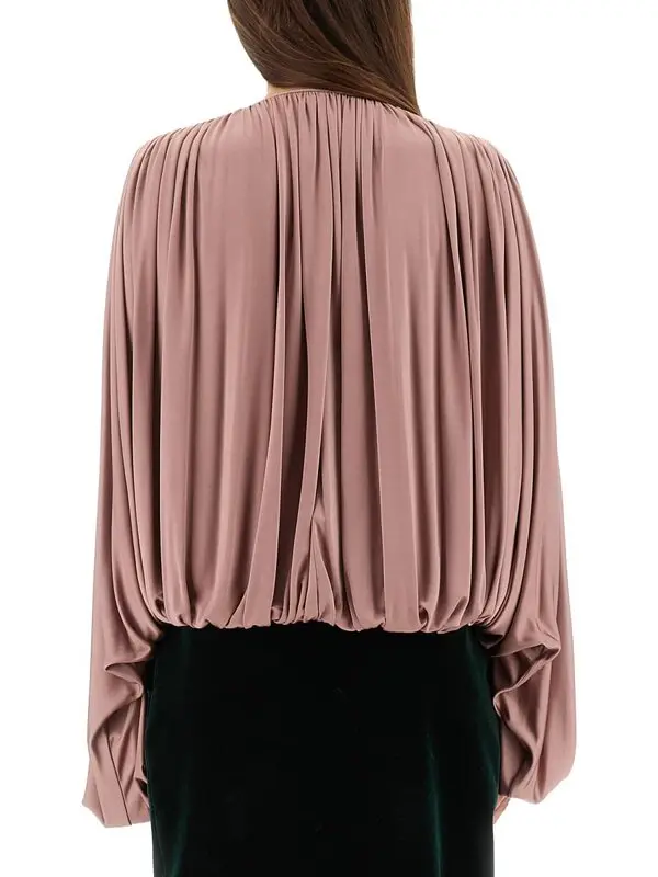 Saint Laurent Fluid Knit Blouse - Pink