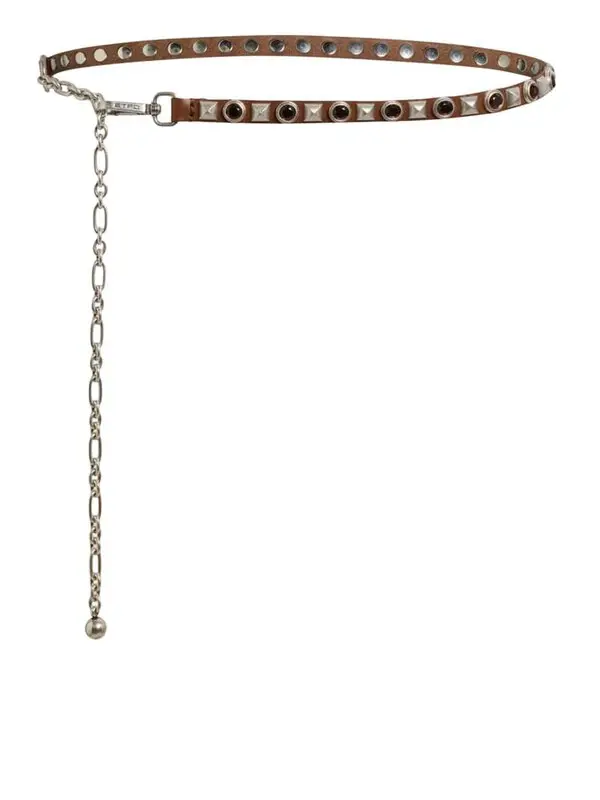 Etro Leather Belt With Jewel Studs