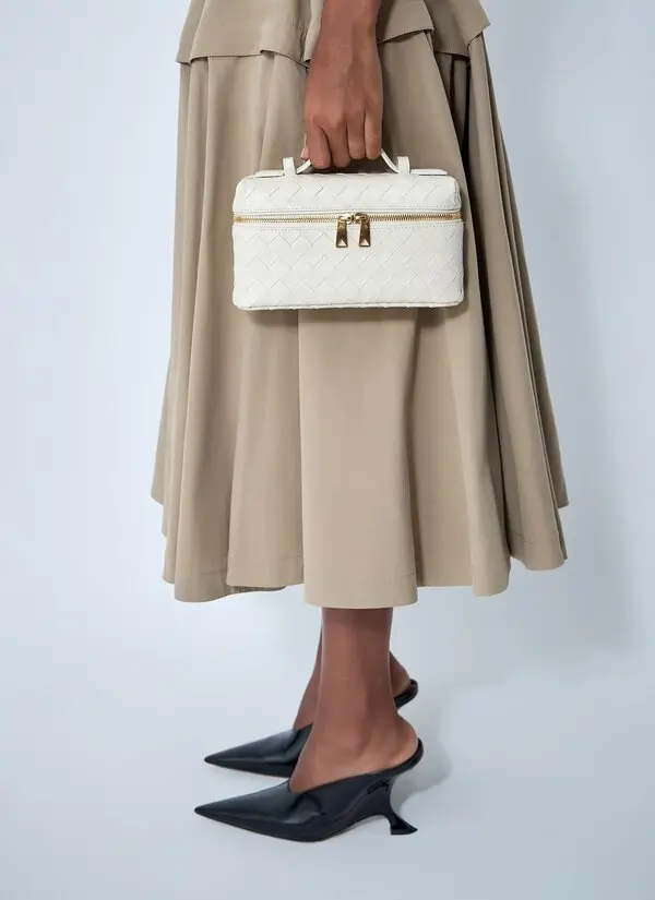 Bottega Veneta Intrecciato Leather Crossbody Bag - White