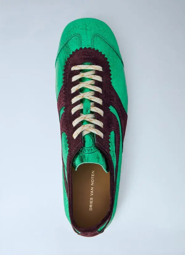 Dries Van Noten Metallic Panel Sneakers - Green