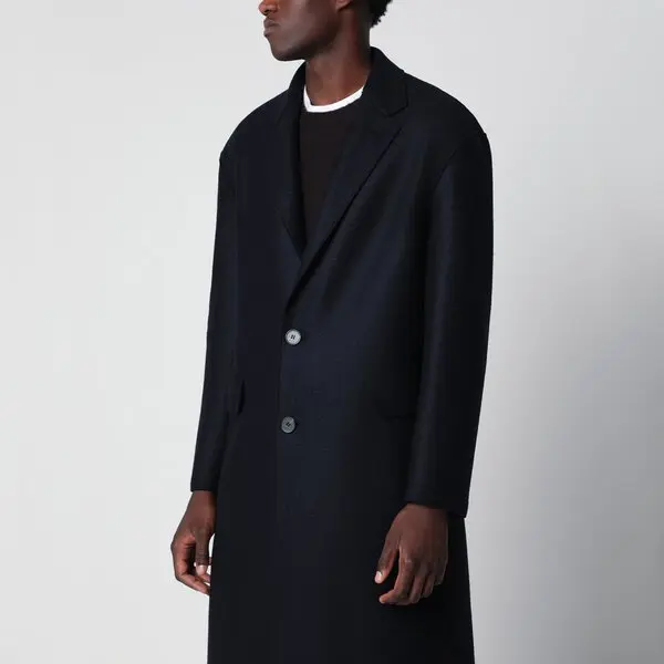 Harris Wharf London Navy Single-breasted Wool Coat