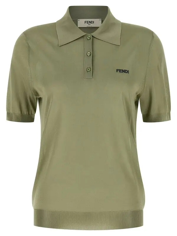 Fendi Shiny Viscose Polo Shirt - Green