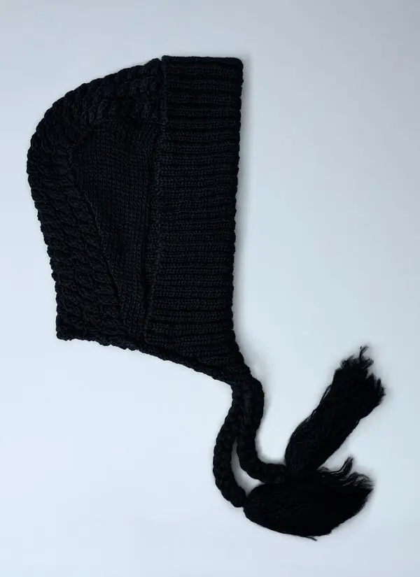 Yohji Yamamoto Aran Hooded Hat - Black