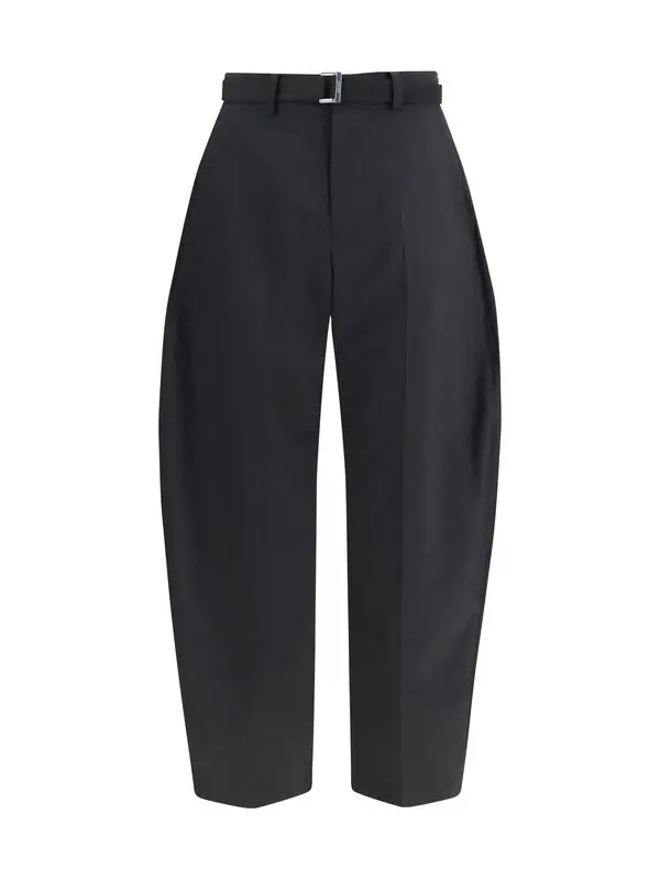 Sacai Wool Tailored Pants With Belt - Black