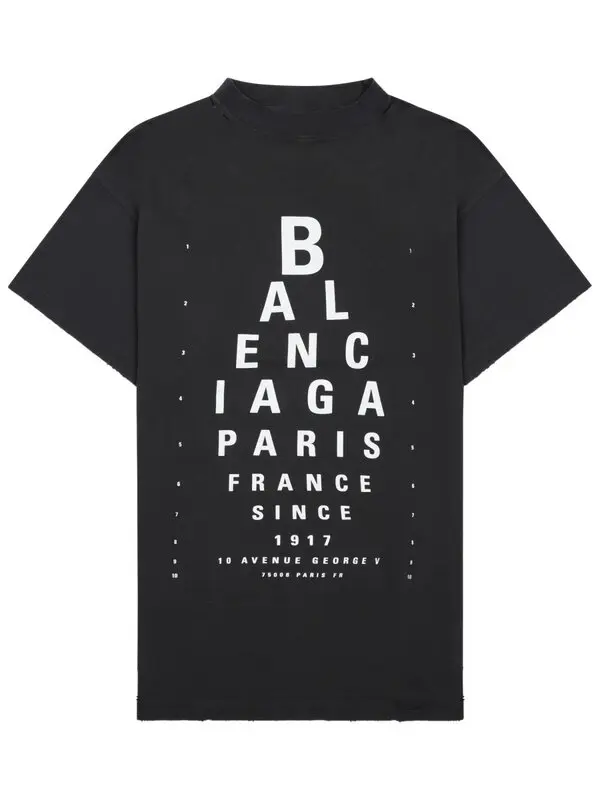 Balenciaga Cotton Graphic Print T-shirt - Black