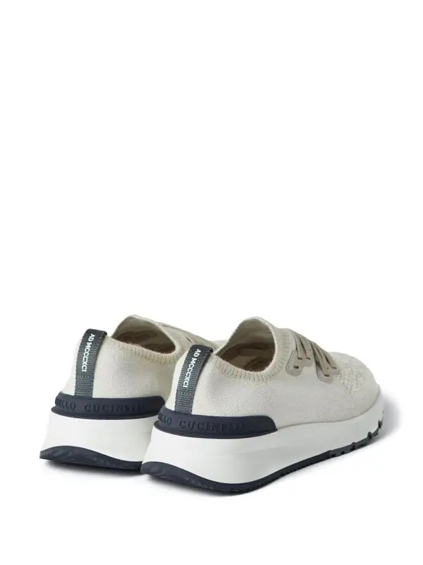 Brunello Cucinelli Perforated Cotton-blend Sneakers - Multicolor
