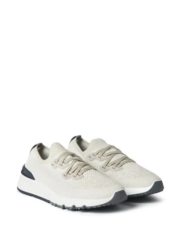 Brunello Cucinelli Perforated Cotton-blend Sneakers - Multicolor