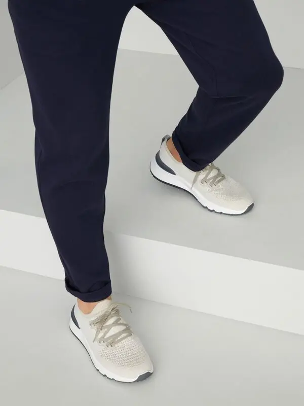 Brunello Cucinelli Perforated Cotton-blend Sneakers - Multicolor