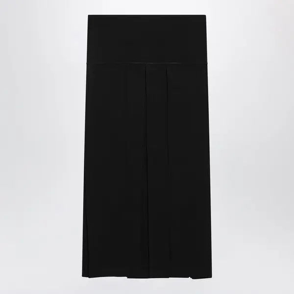 Alaïa Pleated Midi Skirt In Silk Blend - Black