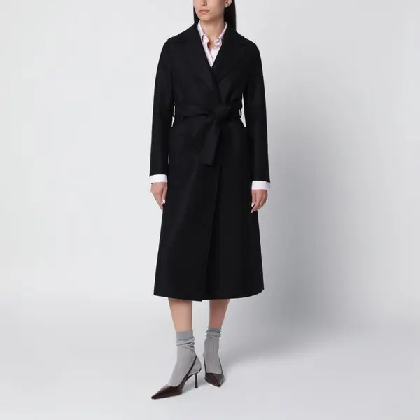 Harris Wharf London Wool Wrap Mini Coat - Black
