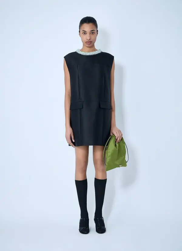 Prada Embellished Neckline Sleeveless Dress - Black