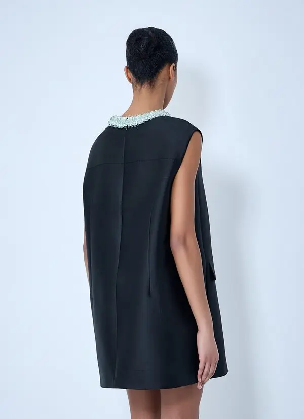 Prada Embellished Neckline Sleeveless Dress - Black