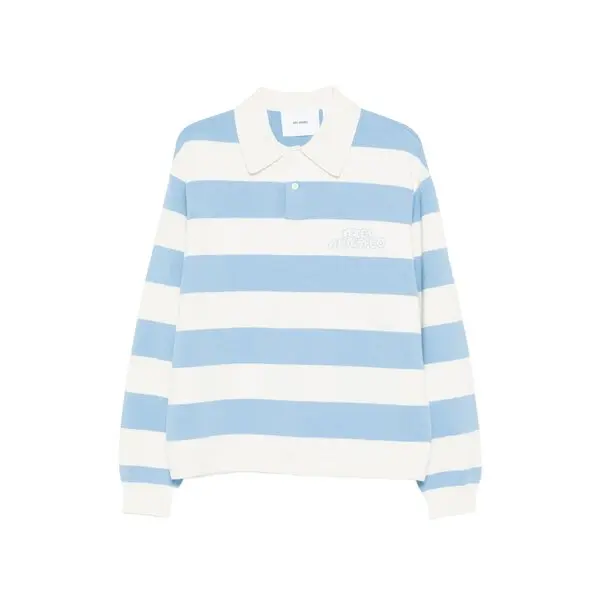 Axel Arigato Striped Knit Polo Jumper - Blue
