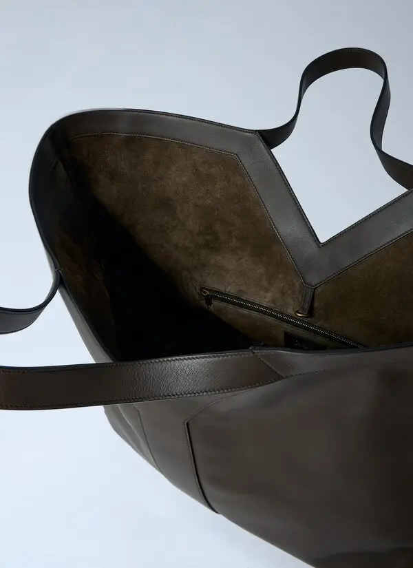 Saint Laurent Large Y-shaped Leather Tote Bag - Brown