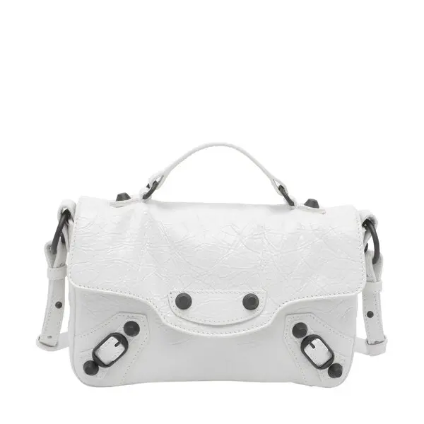 Balenciaga Lamb Leather Flap Bag - White