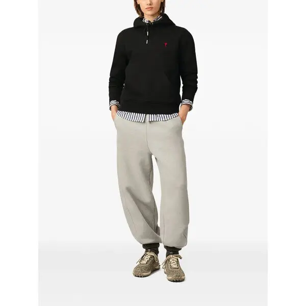 AMI Paris Organic Cotton Fleece Hoodie - Black