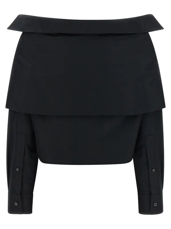 Balenciaga Crop Shirt Off The Shoulder - Black