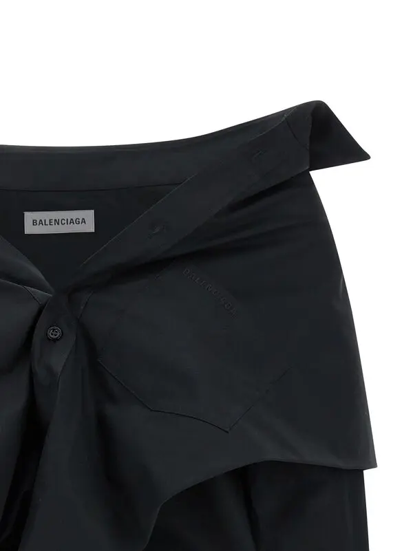 Balenciaga Crop Shirt Off The Shoulder - Black