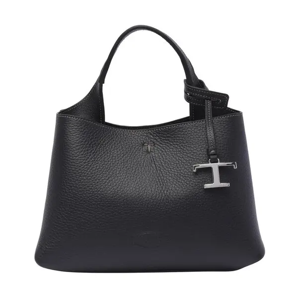 TOD'S Micro Leather Handbag With T Timeless Logo - Black