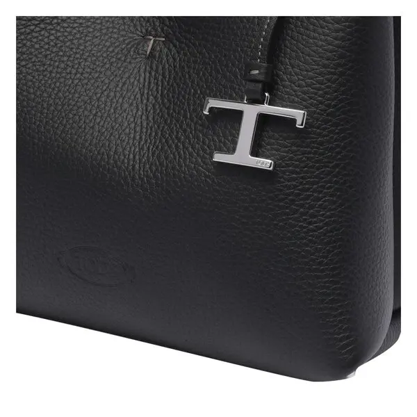 TOD'S Micro Leather Handbag With T Timeless Logo - Black