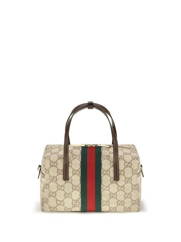 Gucci Mini Boston Handbag With Web Stripe - Cream