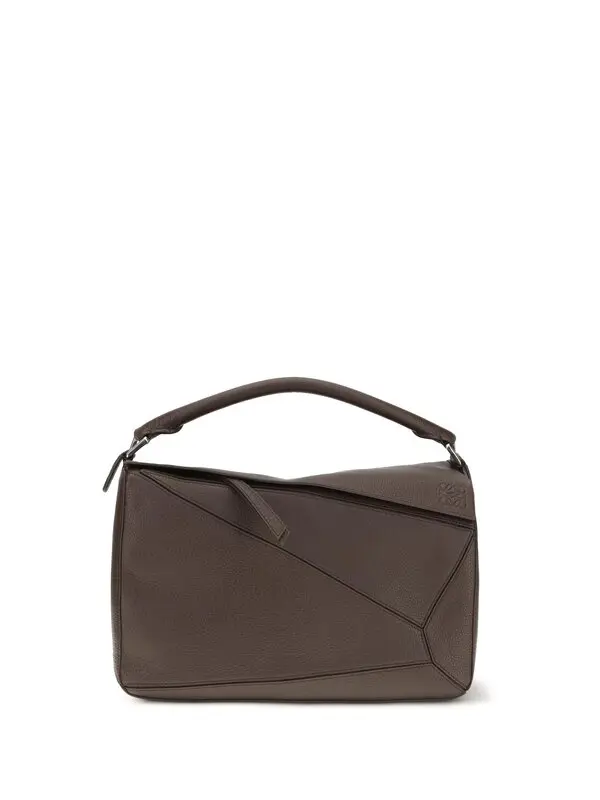 Loewe Large Puzzle Handbag In Garnet Calfskin - Brown