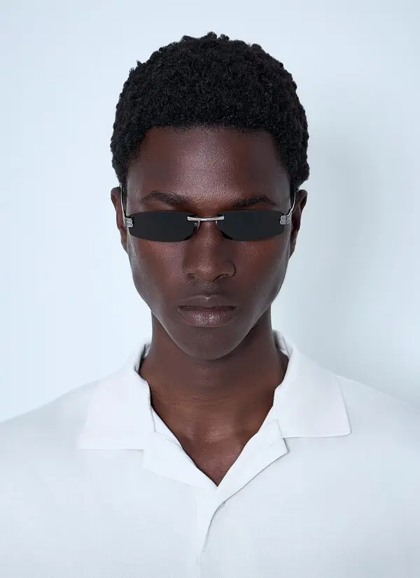Balenciaga Gossip Rectangle Sunglasses - Silver