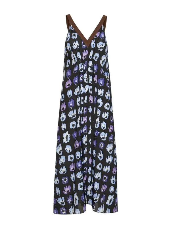 Prada Abbigliamento Purple Viscose Printed Midi Dress - Multicolor